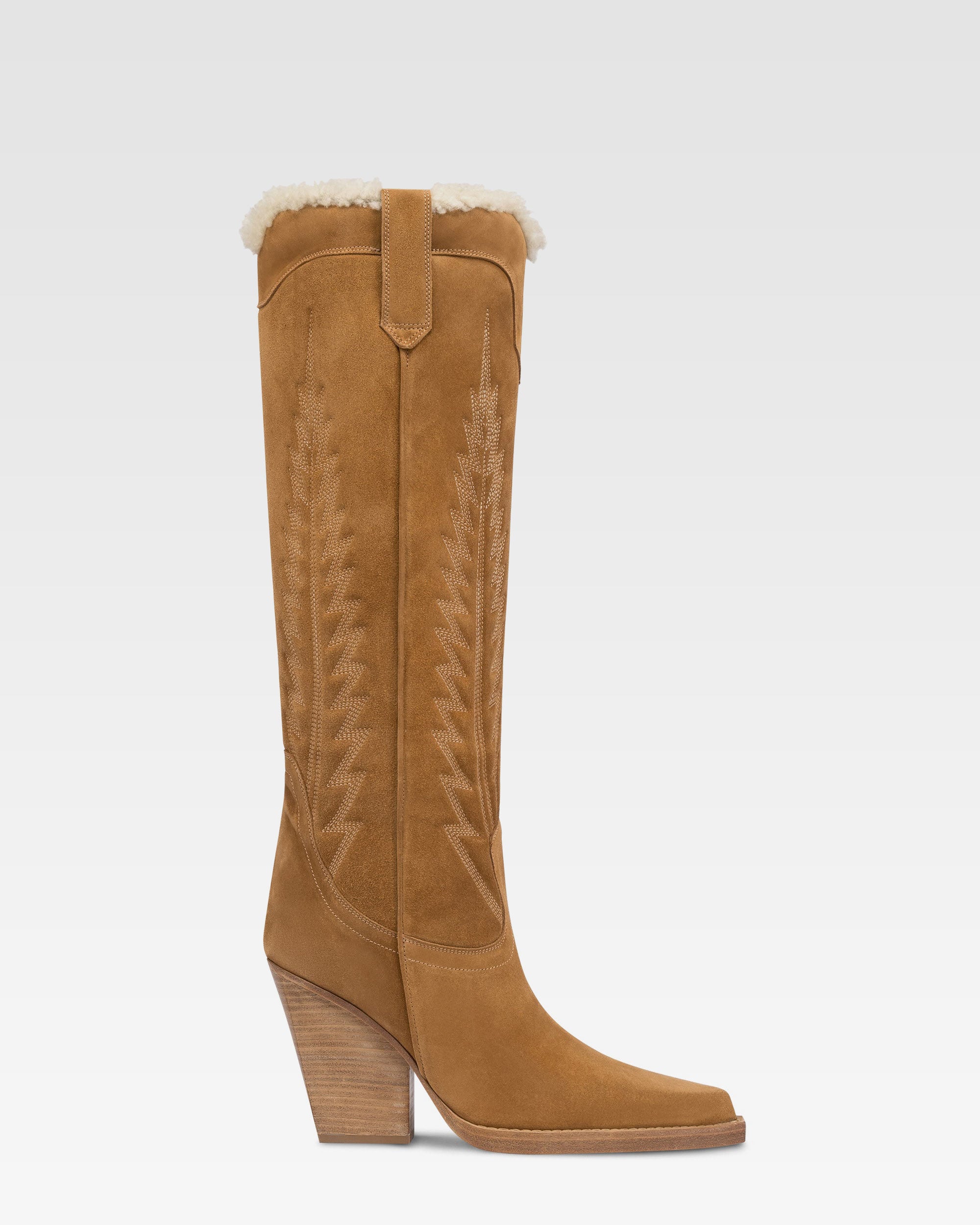 Texan boots in beige calf suede leather. - Paris Texas – Paris Texas US